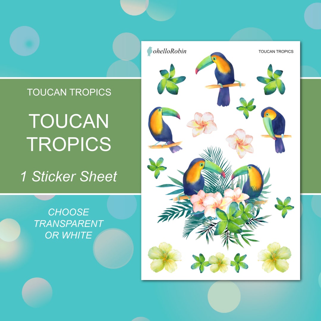 TOUCAN TROPICS Sticker Sheet | Toucan Tropics Collection | Planner ...