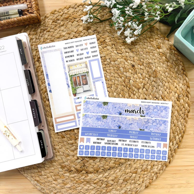 MARCH SEASONS MONTHLY Sticker Sheets | Soft Seasons Collection ...