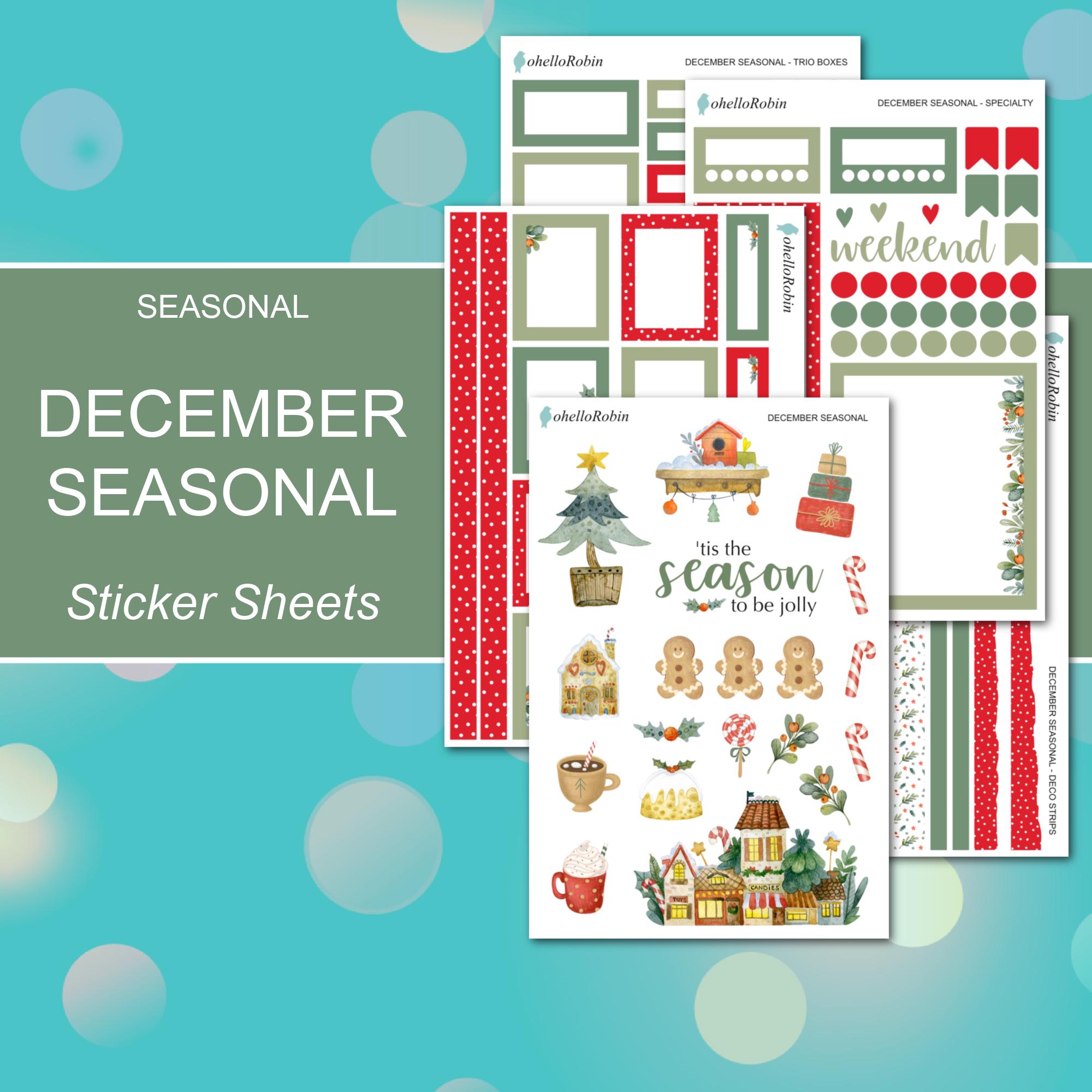 DECEMBER SEASONAL Sticker Sheets | Seasonal Collection | Planner ...