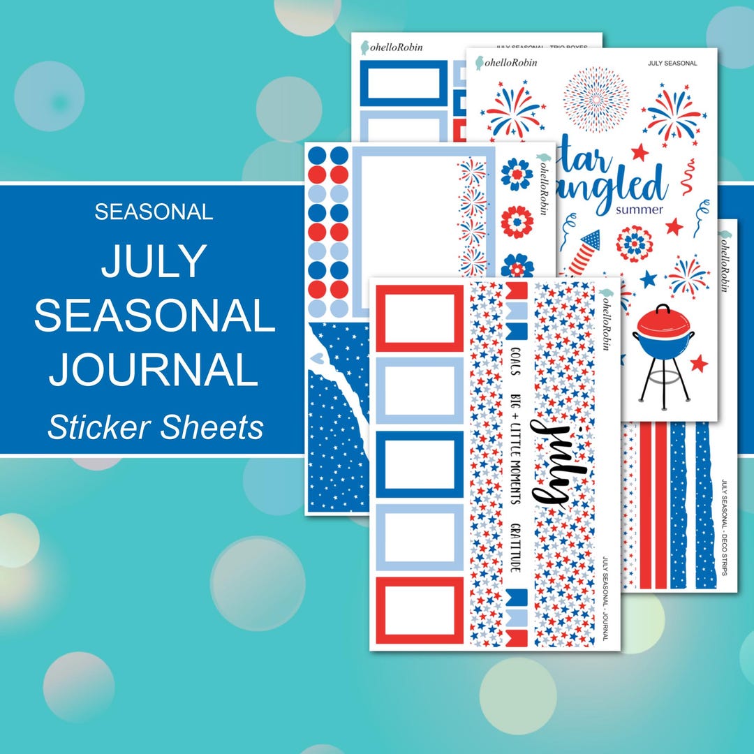 JULY SEASONAL JOURNAL Sticker Sheets | Seasonal Collection | Planner ...