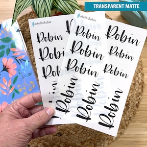 CUSTOM NAME SCRIPT 2 Sticker Sheets | Transparent or White Matte ...