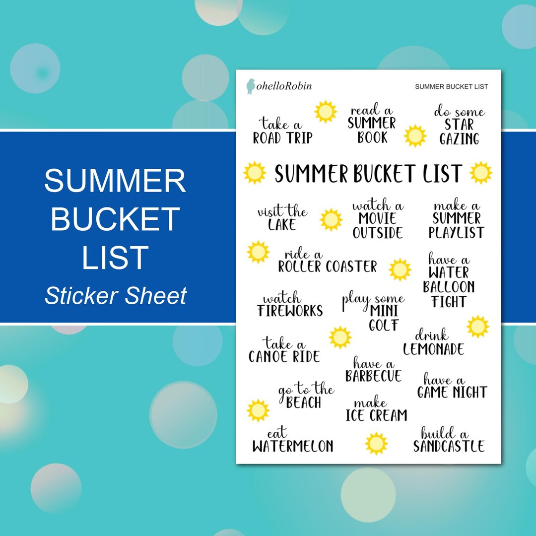 SUMMER BUCKET LIST Sticker Sheet | Planner Stickers | Happy Planner ...