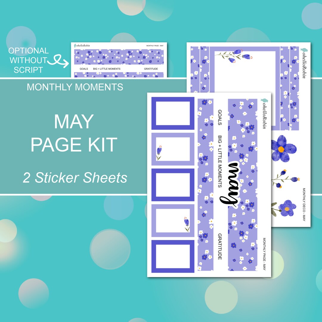 MAY PAGE KIT Sticker Sheets | Monthly Moments Collection | Planner ...