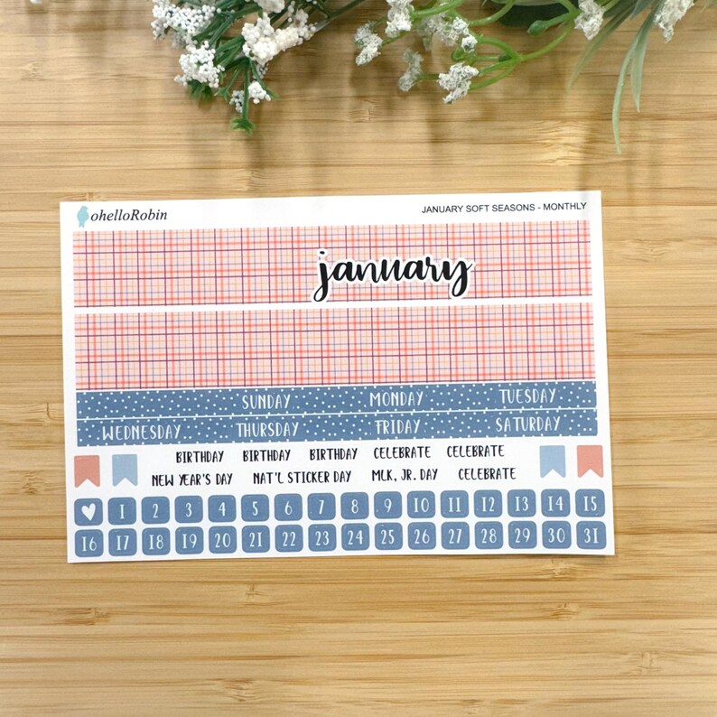 JANUARY SEASONS MONTHLY Sticker Sheets | Soft Seasons Collection ...