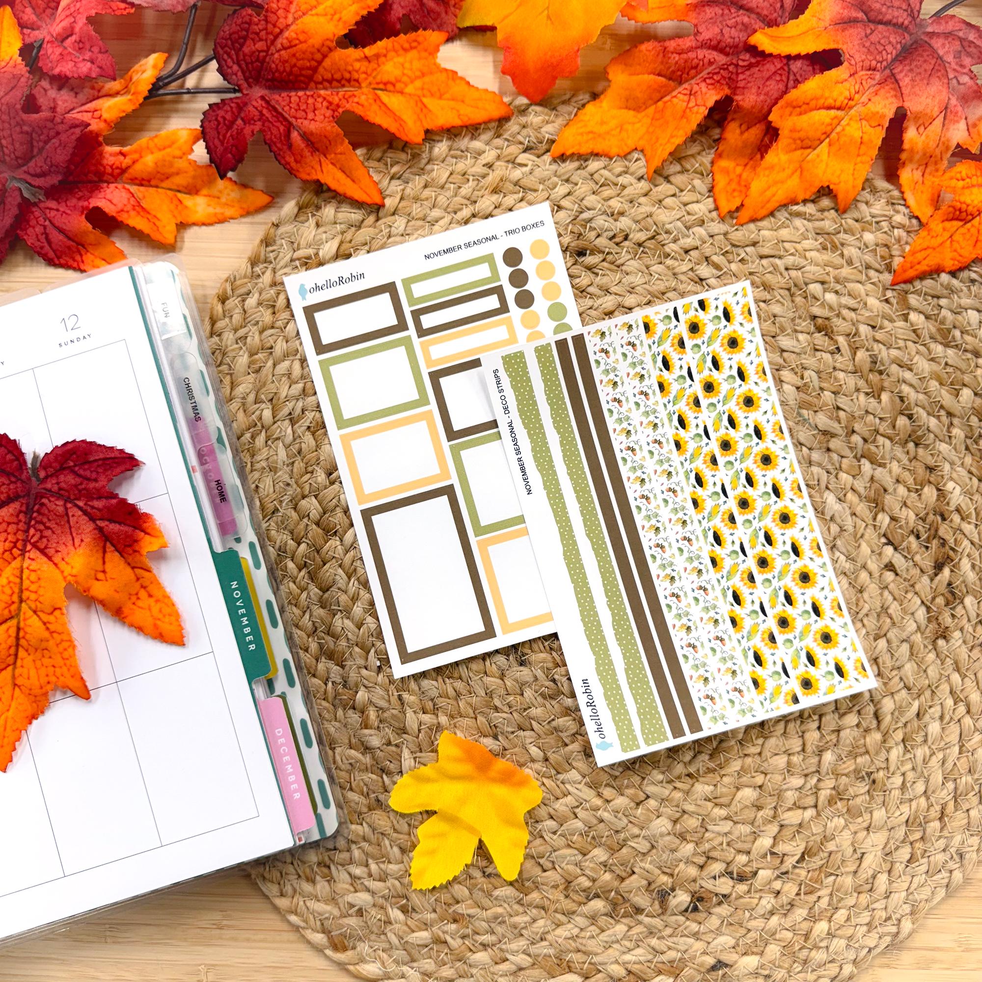 NOVEMBER SEASONAL Sticker Sheets | Seasonal Collection | Planner ...