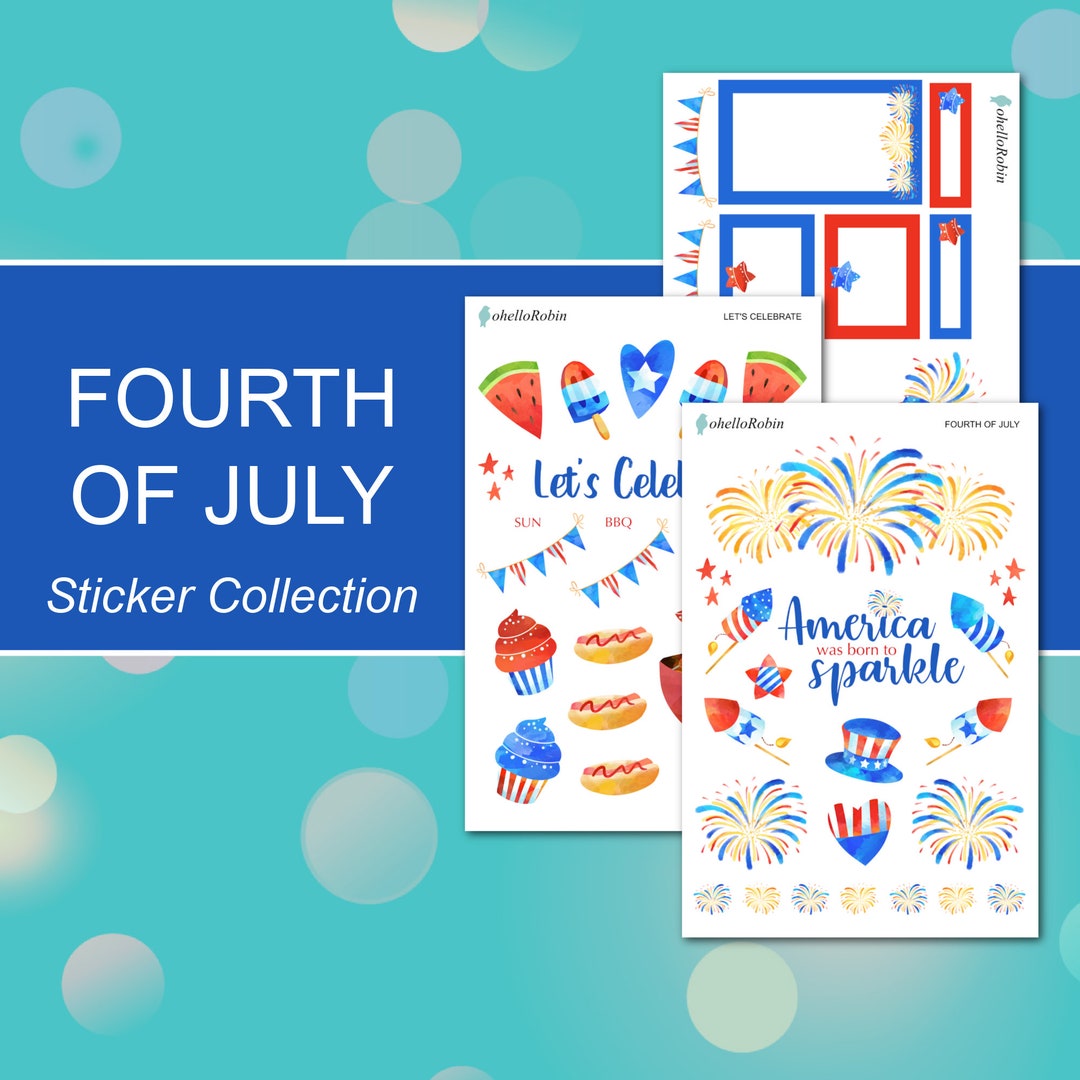 FOURTH OF JULY Sticker Sheets | July 4th Collection | Planner Stickers ...