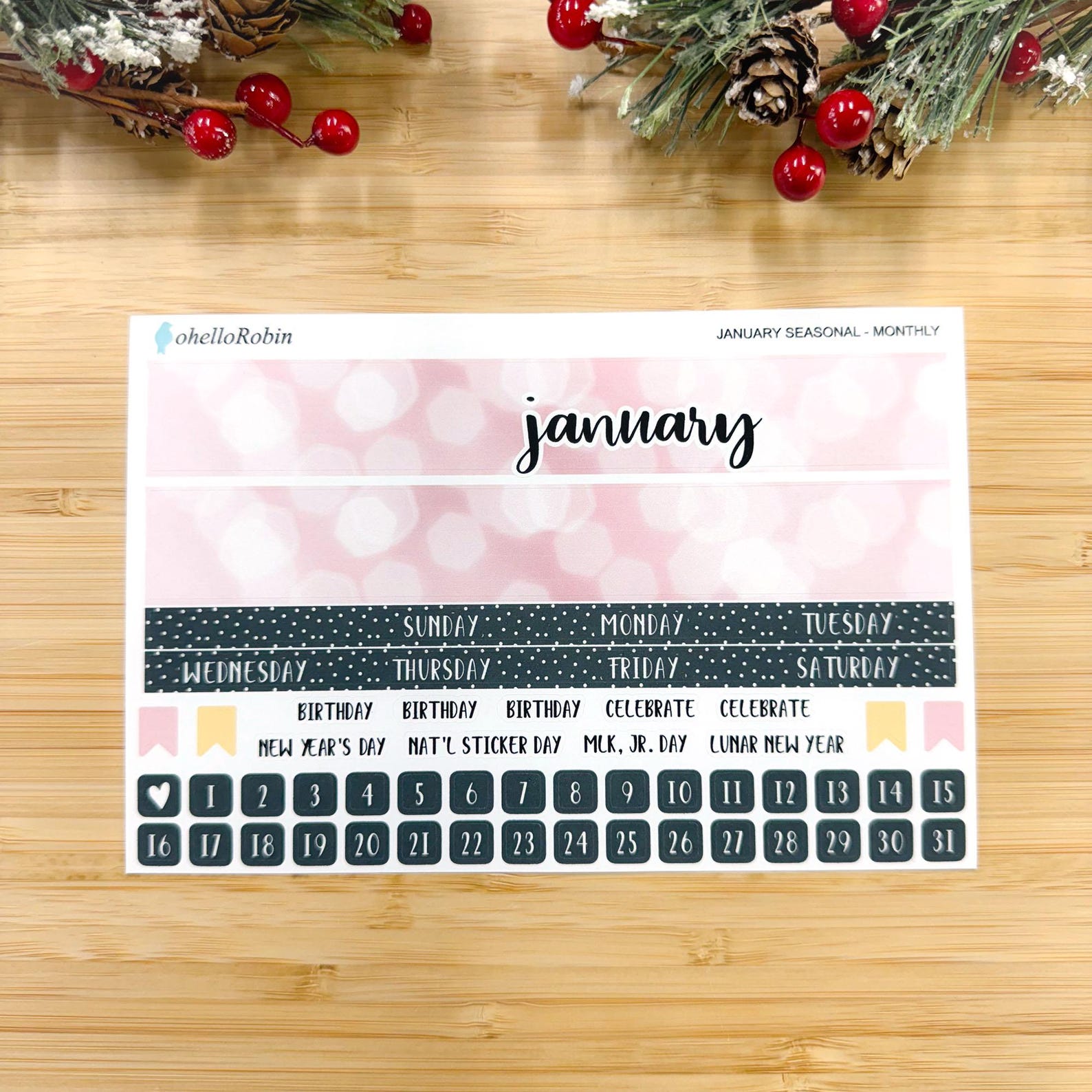 JANUARY SEASONAL MONTHLY Sticker Sheets | Seasonal Collection | Planner ...