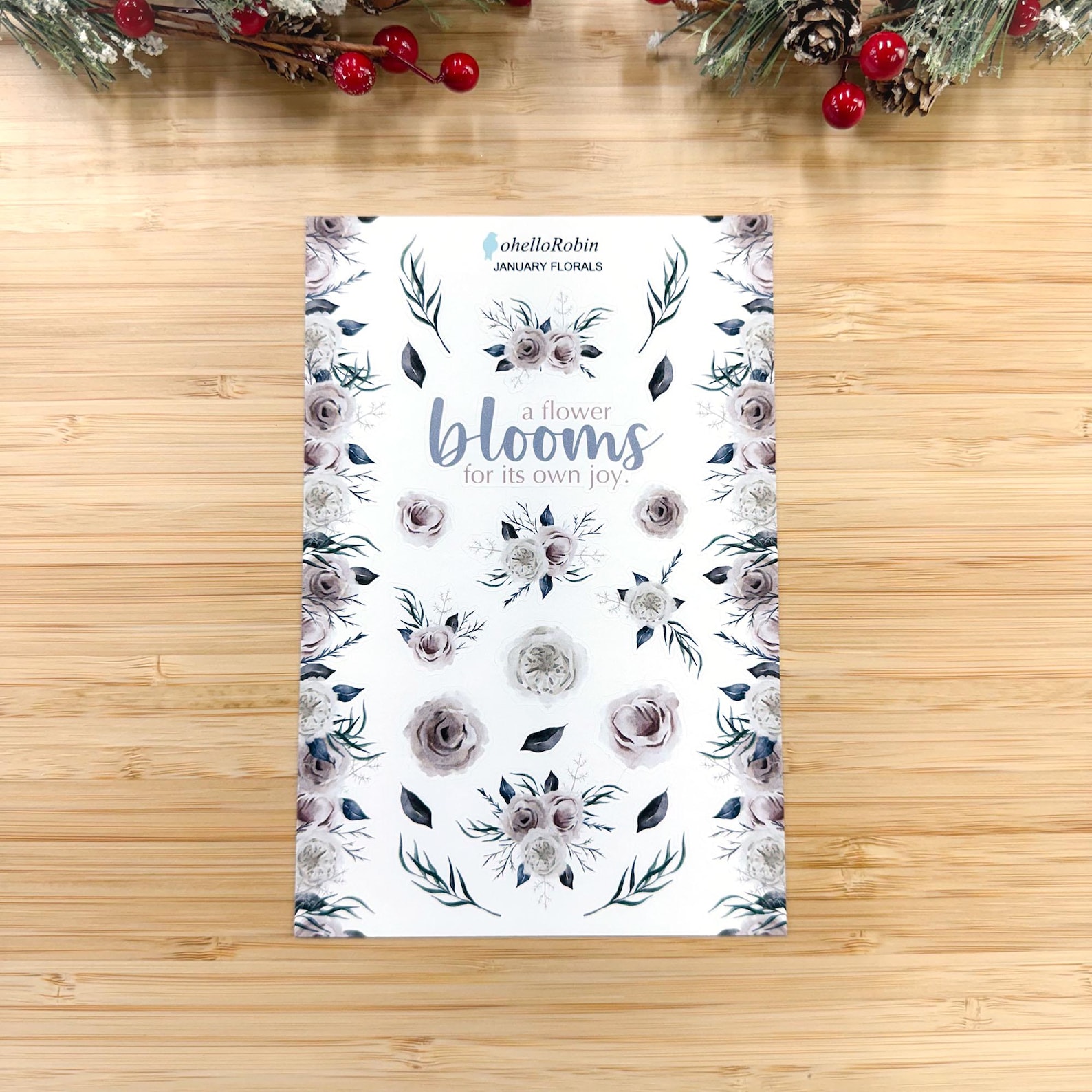JANUARY FLORALS Sticker Sheets | Soft Florals Collection | Planner ...