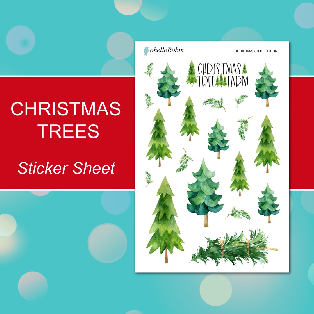 CHRISTMAS TREES Sticker Sheet | Christmas Collection | Planner Stickers ...