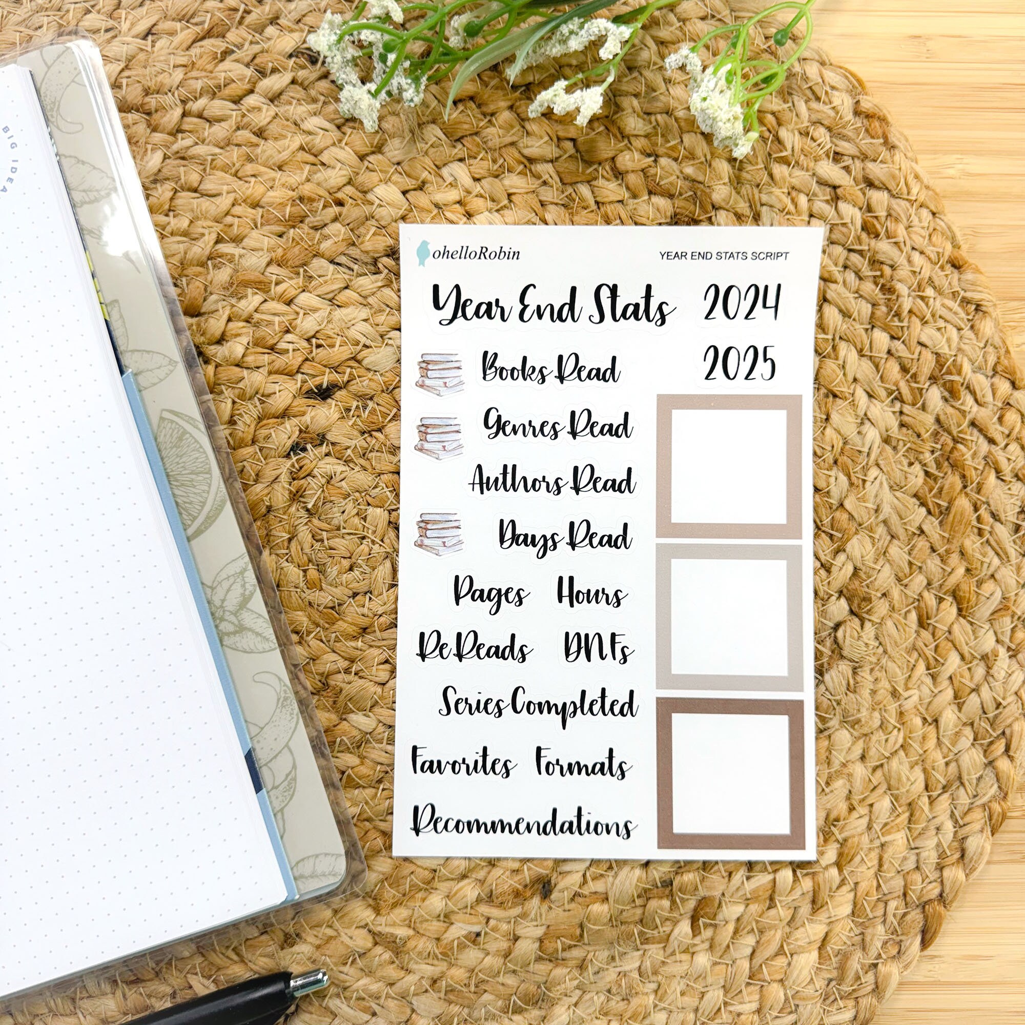 YEAR END STATS Sticker Sheet | Reading Journal Collection | Planner ...