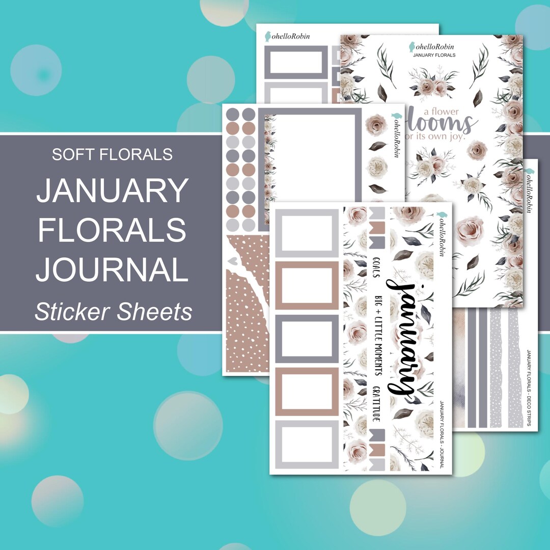 JANUARY FLORALS JOURNAL Sticker Sheets | Soft Florals Collection ...