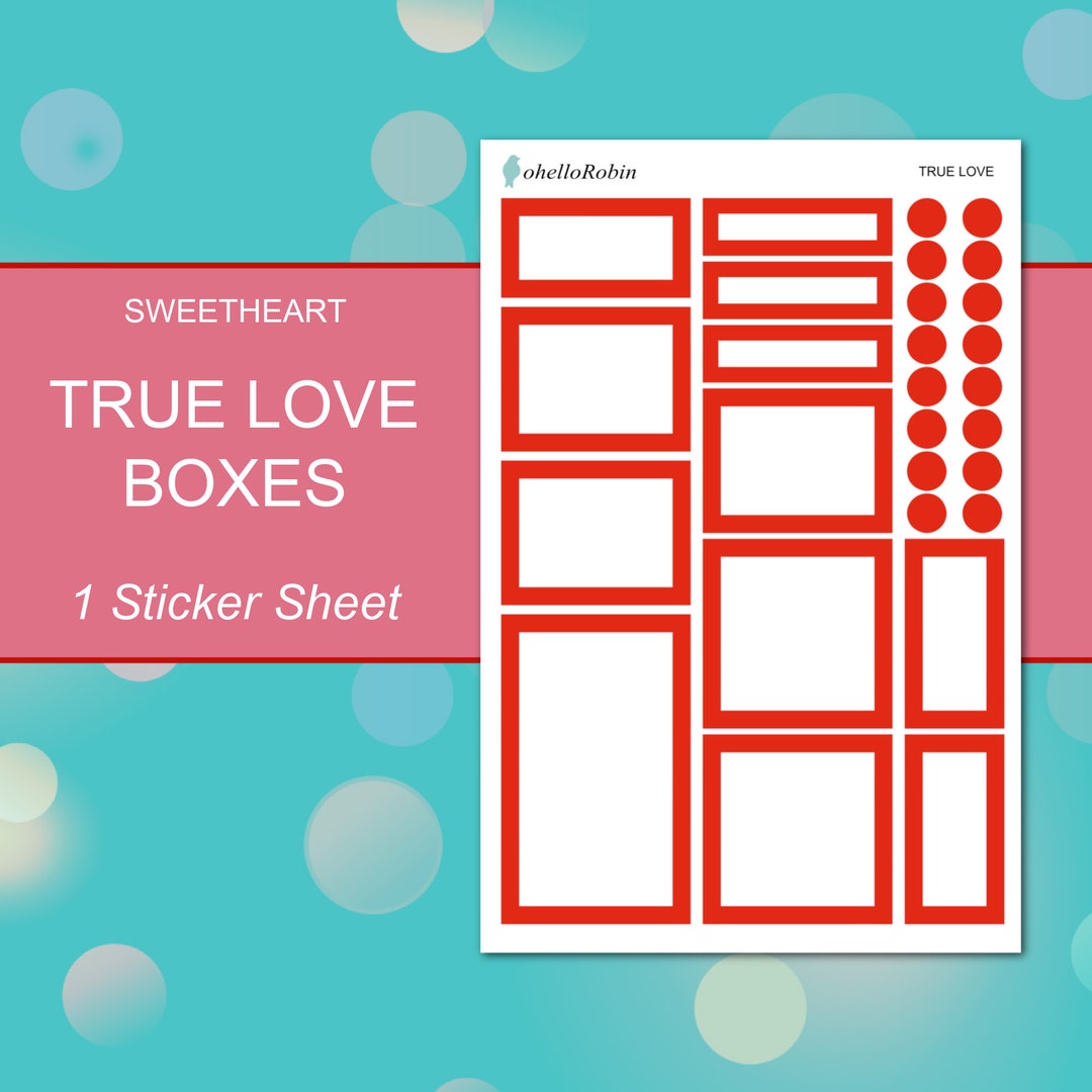 TRUE LOVE BOXES Sticker Sheet Sweetheart Collection - Etsy