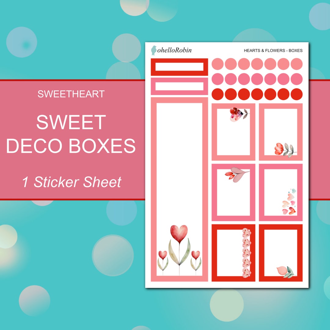 SWEETHEART DECORATIVE BOXES Sticker Sheet Sweetheart Collection Planner ...