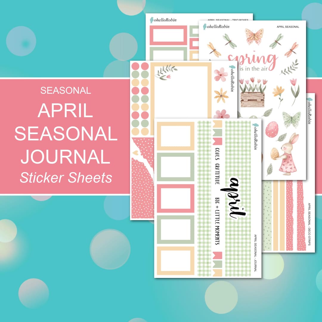 APRIL SEASONAL JOURNAL Sticker Sheets | Seasonal Collection | Planner ...