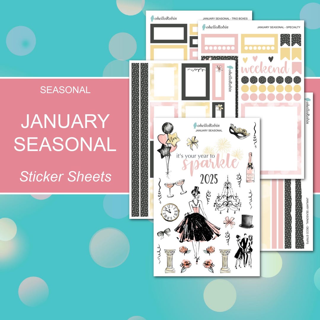 JANUARY SEASONAL Sticker Sheets | Seasonal Collection | Planner ...