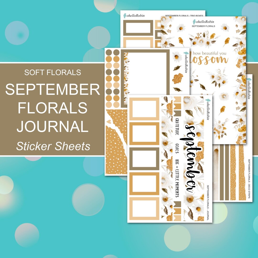 SEPTEMBER FLORALS JOURNAL Sticker Sheets | Soft Florals Collection ...