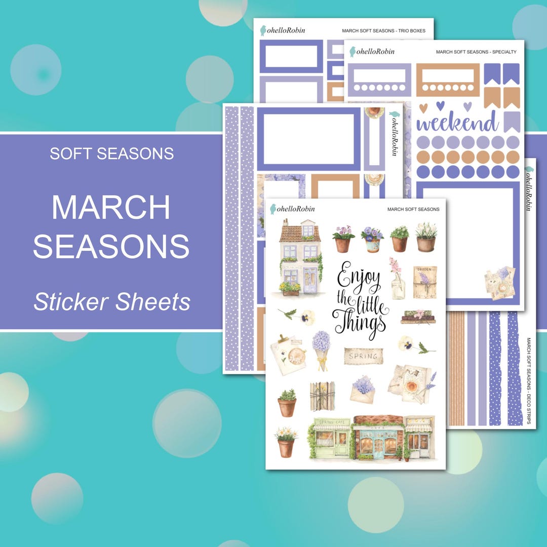 MARCH SOFT SEASONS Sticker Sheets | Soft Seasons Collection | Planner ...
