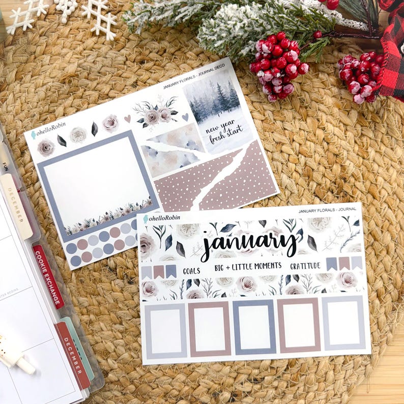 JANUARY FLORALS JOURNAL Sticker Sheets | Soft Florals Collection ...