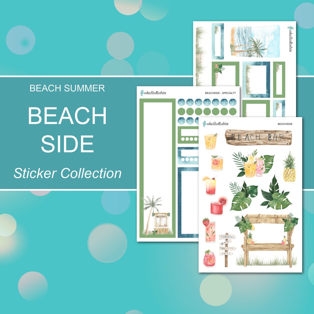 BEACHSIDE Sticker Sheets | Beach Summer Collection | Planner Stickers ...