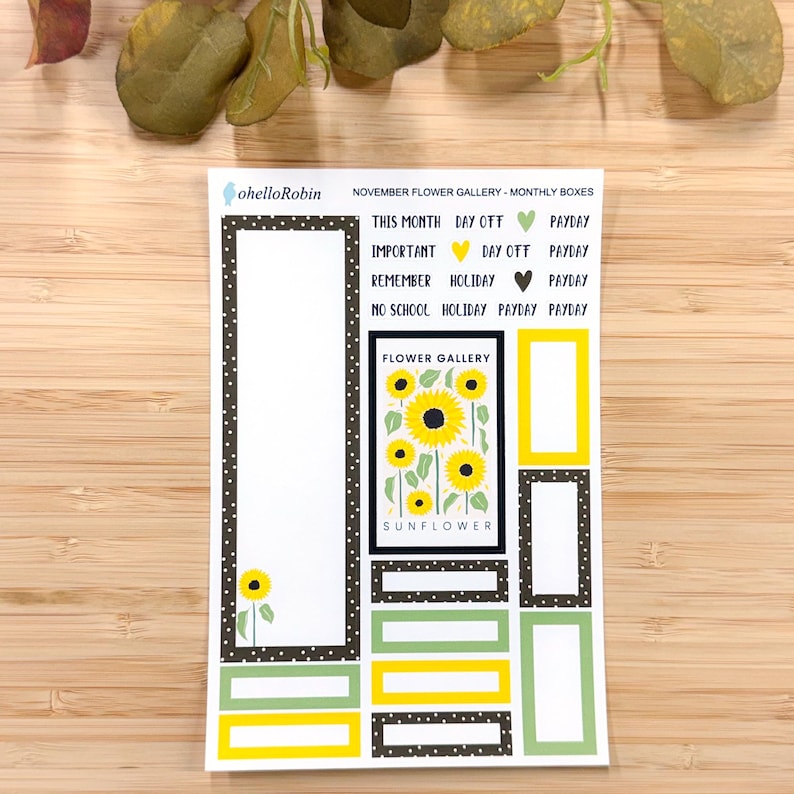 NOVEMBER FLOWERS MONTHLY Sticker Sheets | Flower Gallery Collection ...