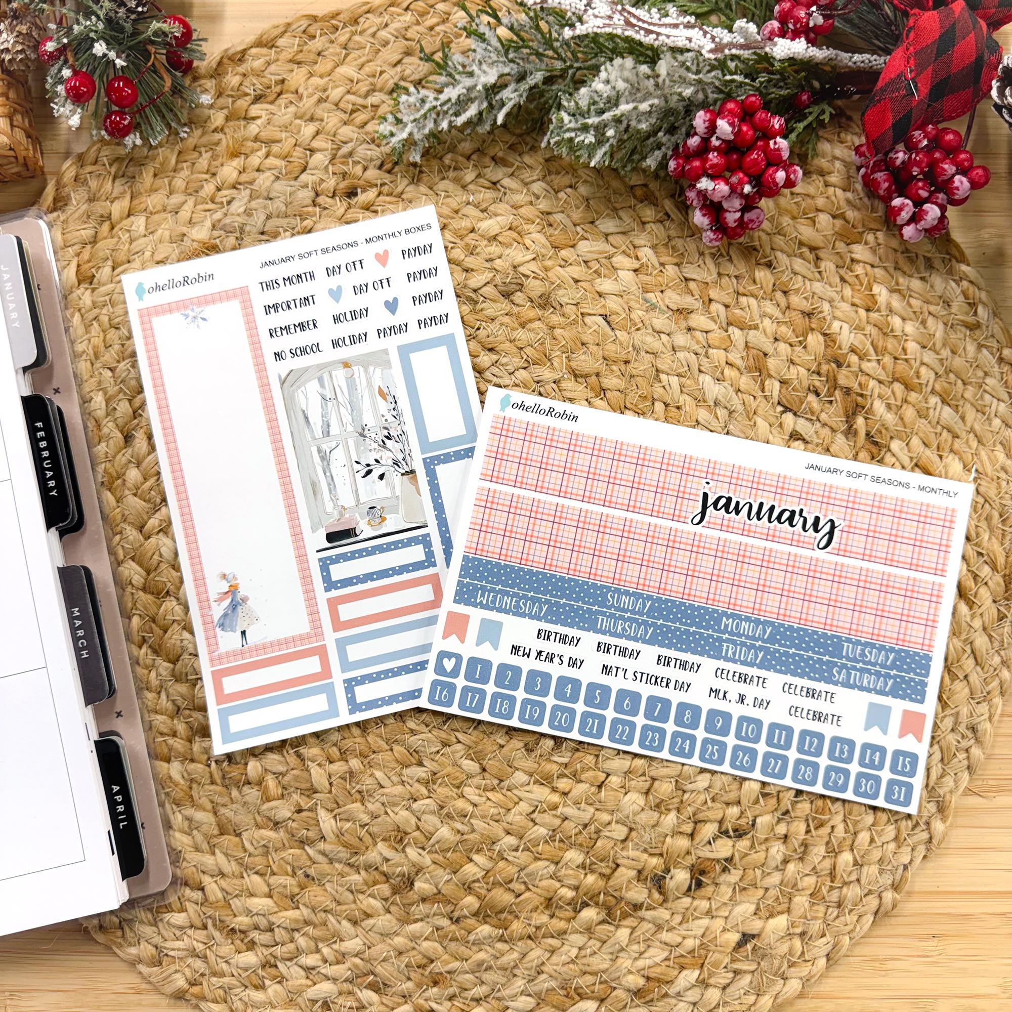 JANUARY SEASONS MONTHLY Sticker Sheets | Soft Seasons Collection ...