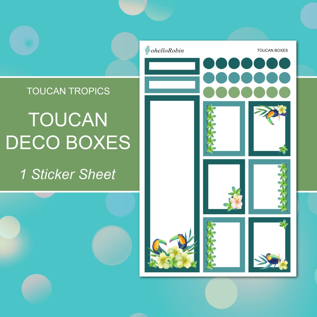 TOUCAN DECORATIVE BOXES Sticker Sheet Toucan Tropics Collection Planner ...