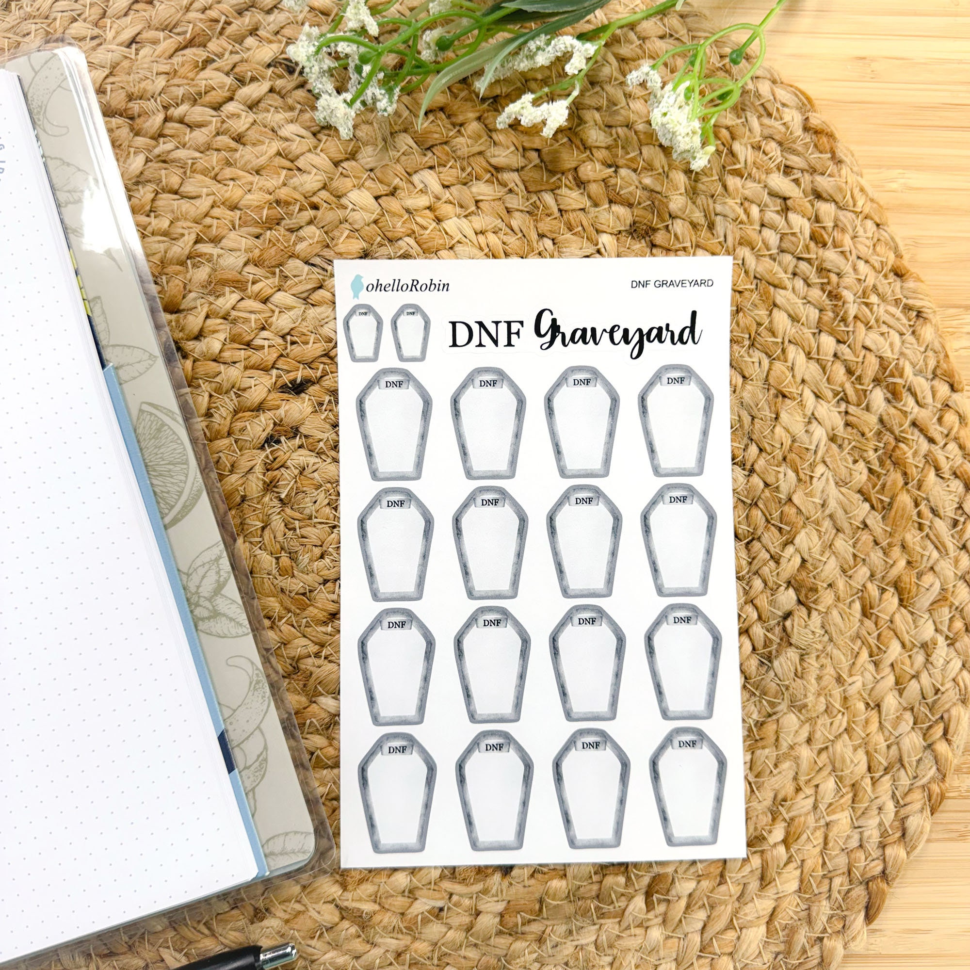 DNF GRAVEYARD 'did Not Finish' Book Sticker Sheet | Reading Journal ...