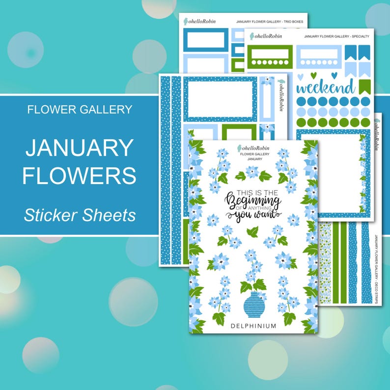 JANUARY FLOWER GALLERY Sticker Sheets | Flower Gallery Collection ...
