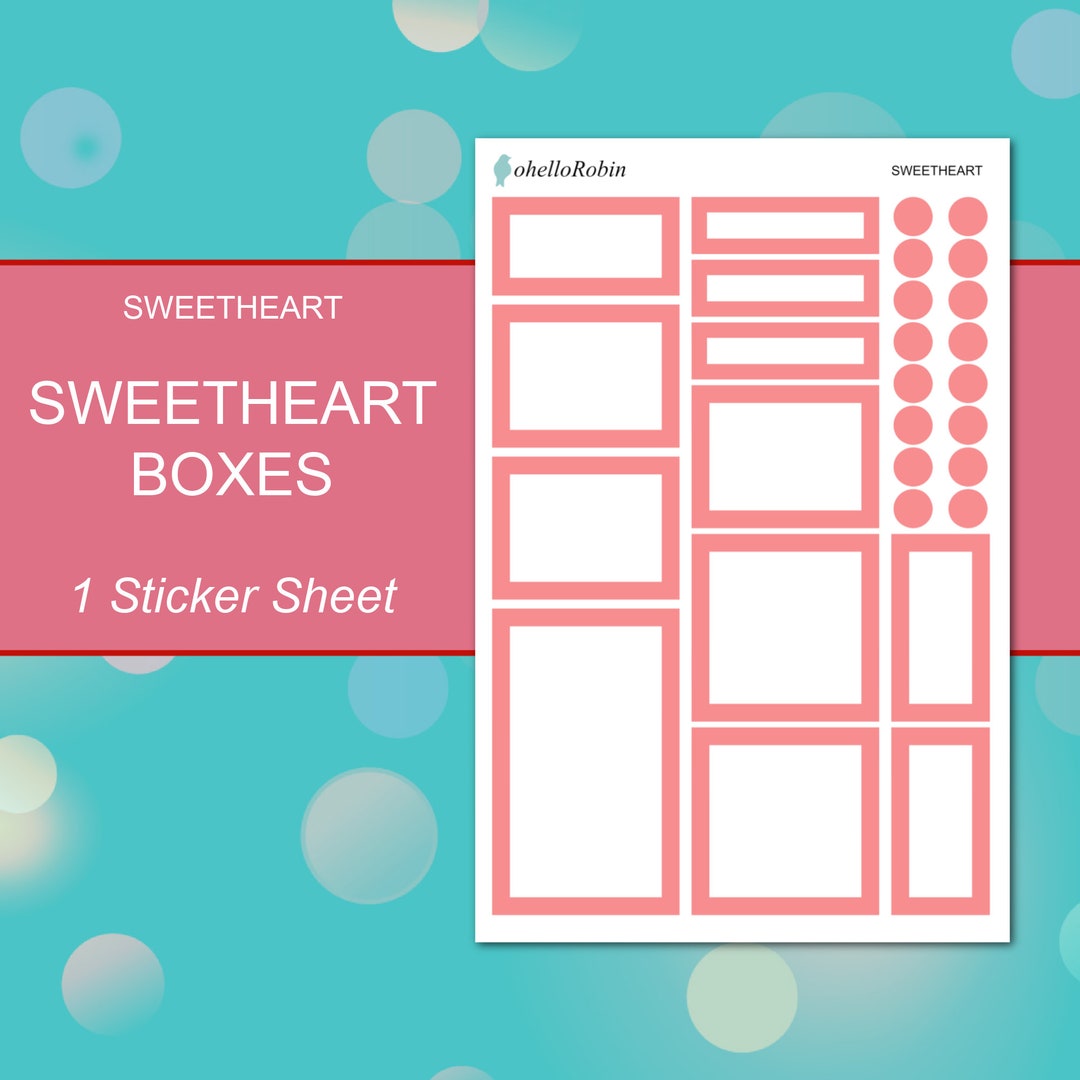 SWEETHEART BOXES Sticker Sheet Sweetheart Collection - Etsy