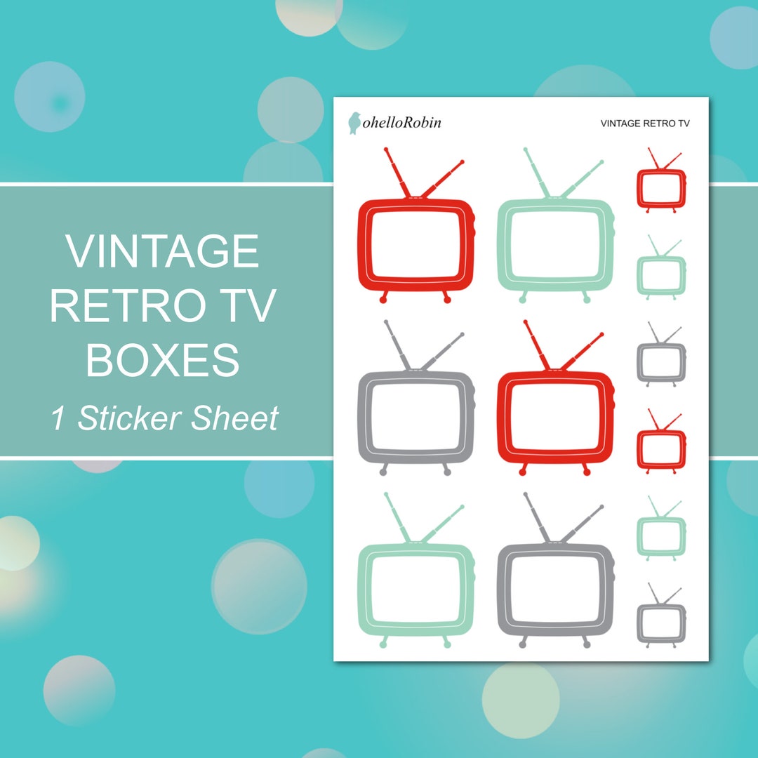 VINTAGE RETRO TV Boxes Sticker Sheet | Planner Stickers | Happy Planner ...