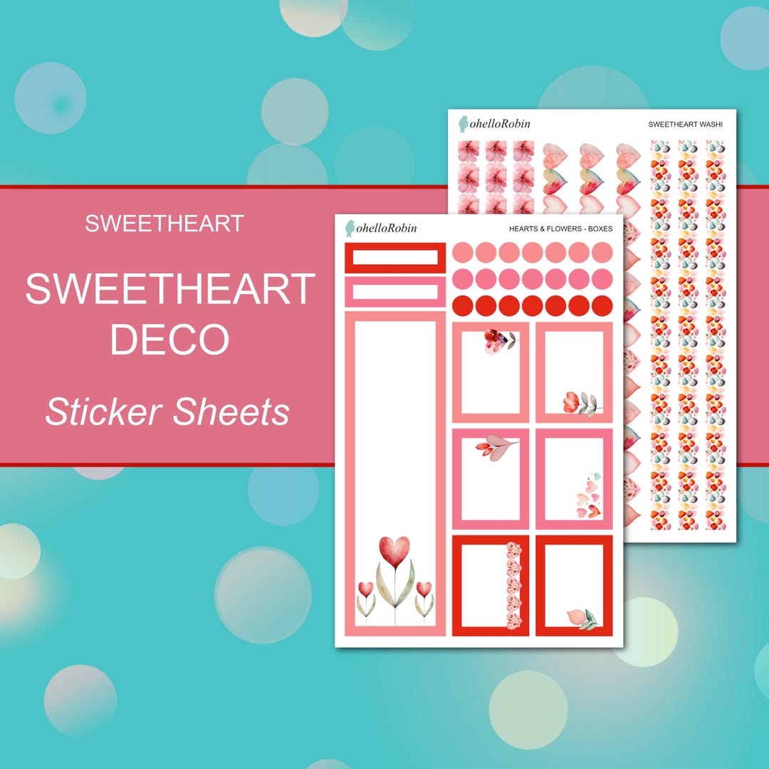 SWEETHEART DECO Sticker Sheets | Sweetheart Collection | Planner ...