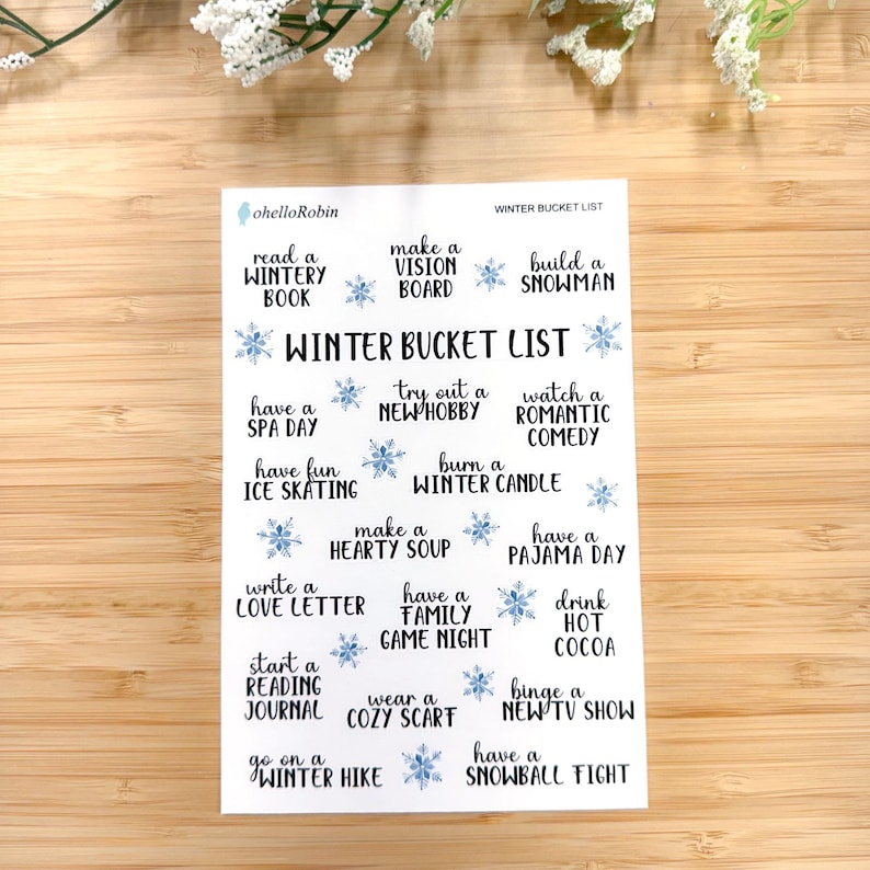 WINTER BUCKET LIST Sticker Sheet | Planner Stickers | Happy Planner ...