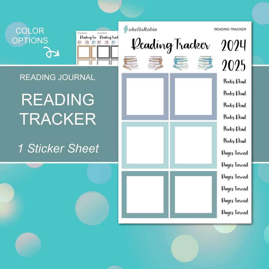 READING TRACKER Sticker Sheet | Reading Journal Collection | Planner ...