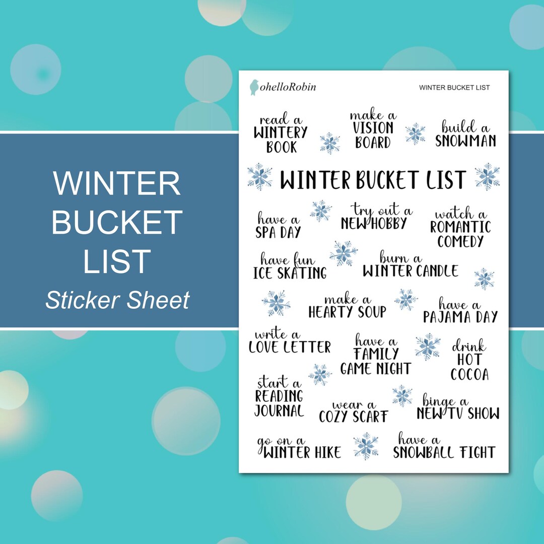 WINTER BUCKET LIST Sticker Sheet | Planner Stickers | Happy Planner ...
