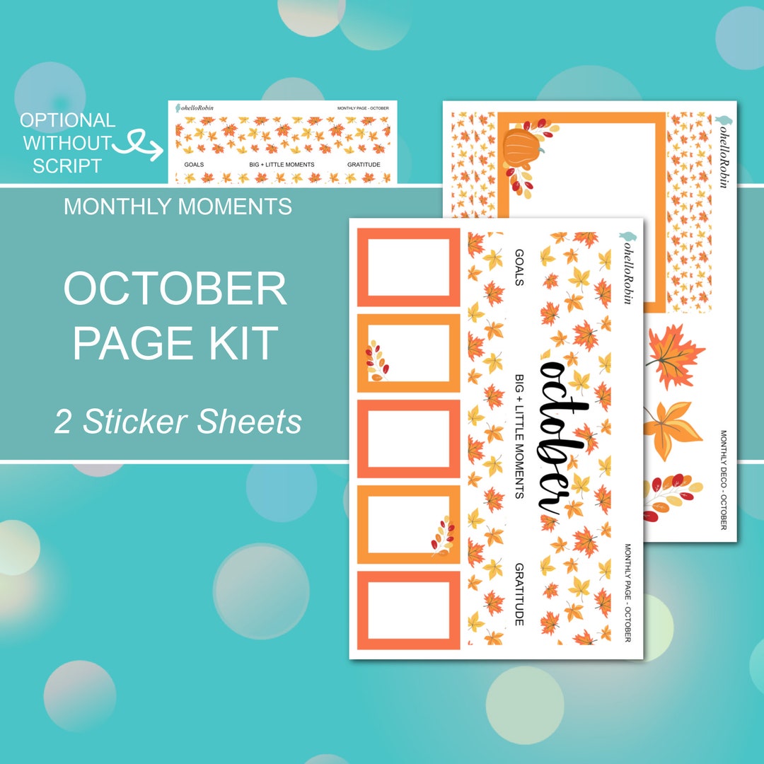 OCTOBER PAGE KIT Sticker Sheets | Monthly Moments Collection | Planner ...