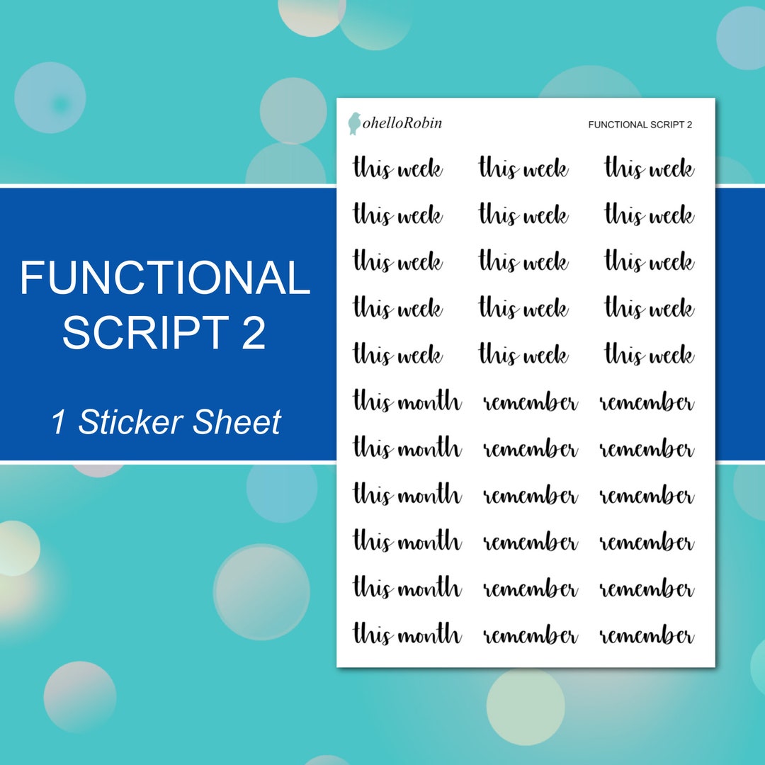 FUNCTIONAL SCRIPT 2 Sticker Sheet | This Week, This Month, Remember ...