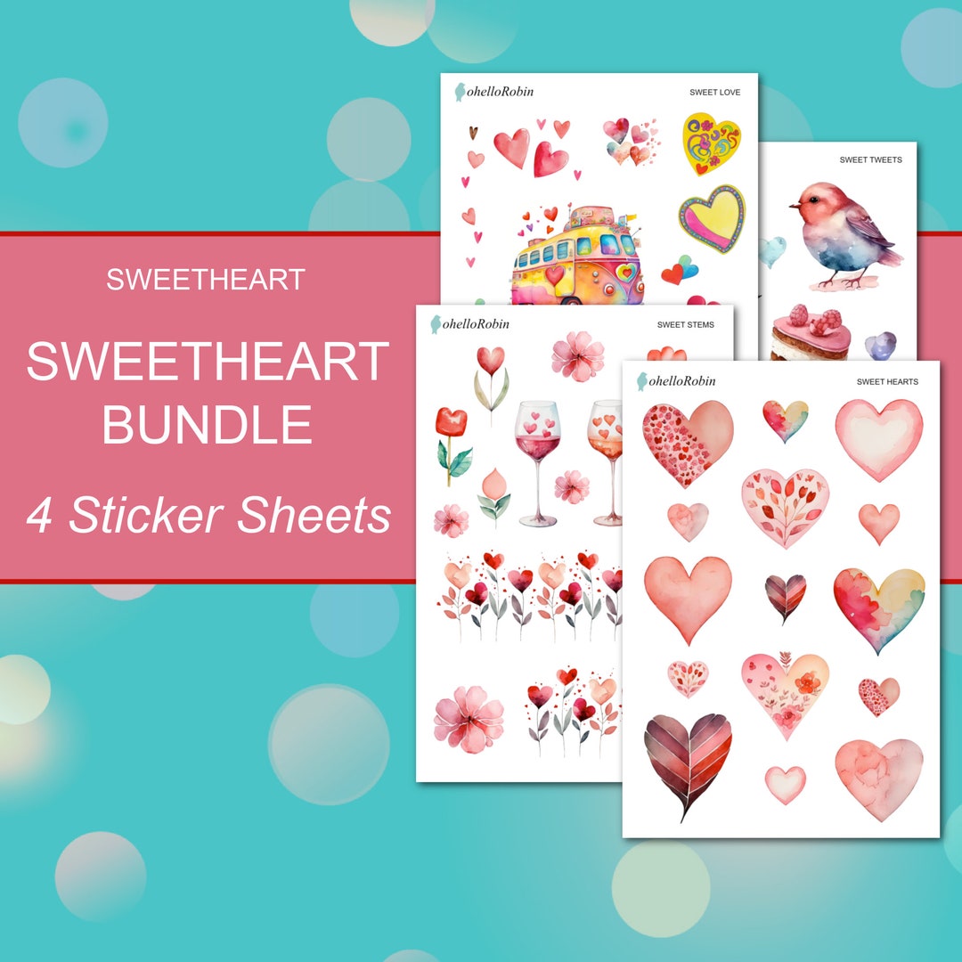 SWEETHEART BUNDLE Sticker Sheets Sweetheart Collection Planner Stickers Happy Planner, Erin ...