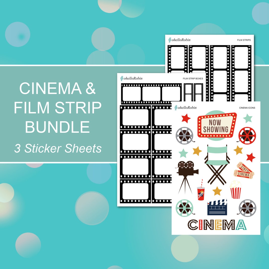 CINEMA & FILM STRIP Bundle Sticker Sheets | Planner Stickers | Happy ...