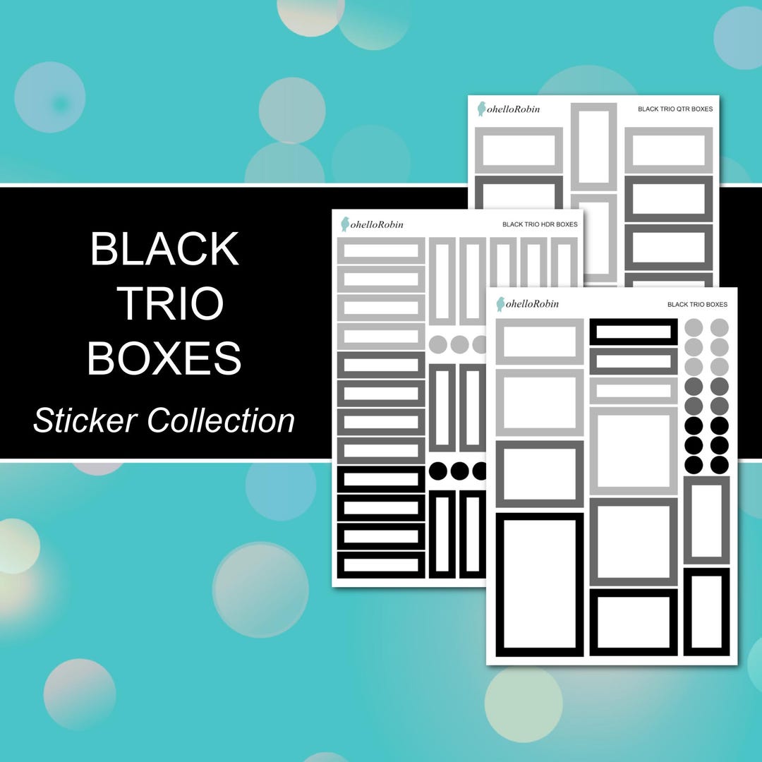 BLACK TRIO BOXES Sticker Sheets | Planner Stickers | Happy Planner ...