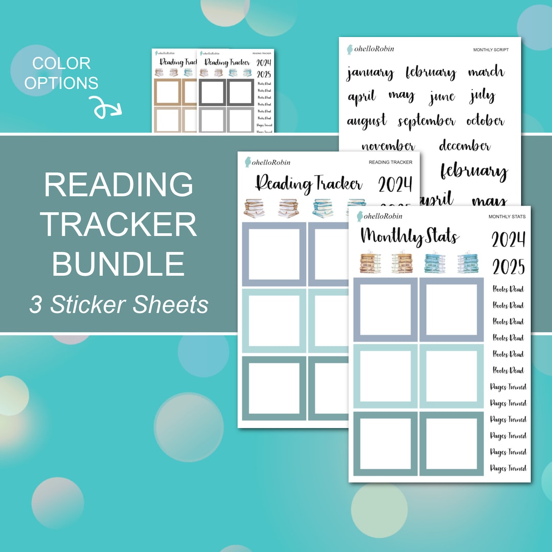 READING TRACKER BUNDLE Sticker Sheets | Reading Journal Collection ...