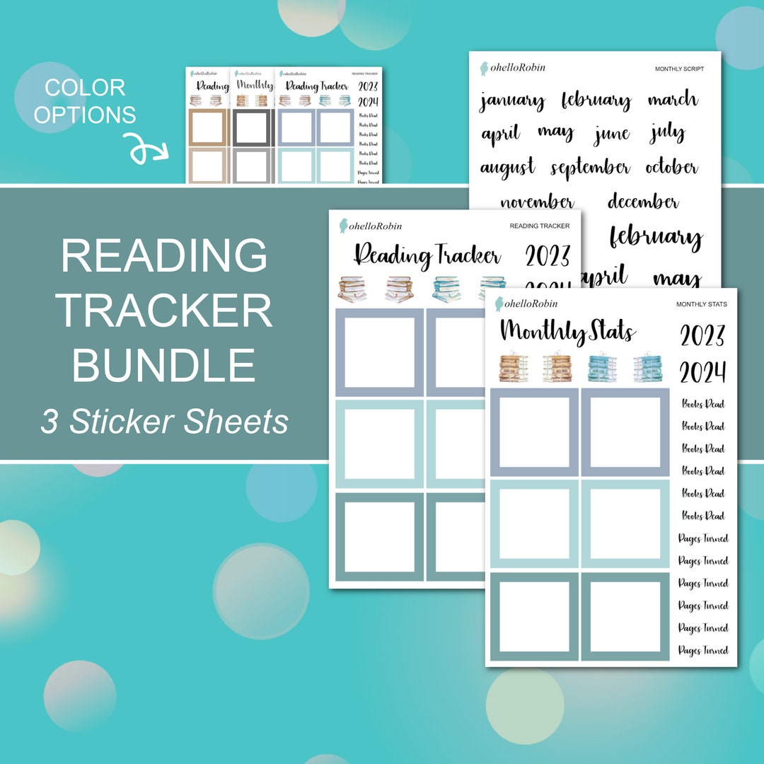 READING TRACKER BUNDLE Sticker Sheets | Reading Journal Collection ...