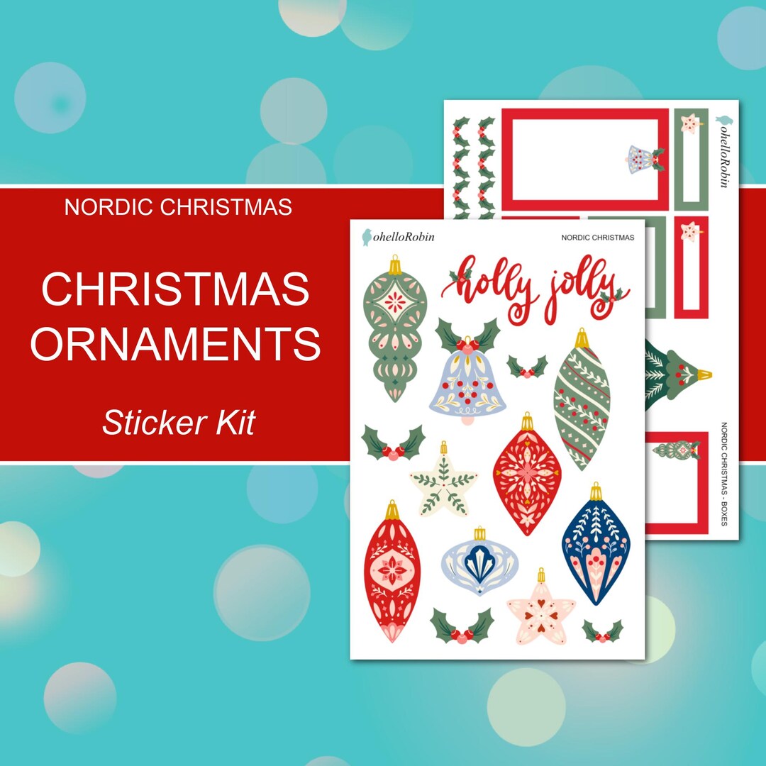 CHRISTMAS ORNAMENTS Sticker Sheets | Nordic Christmas Collection ...