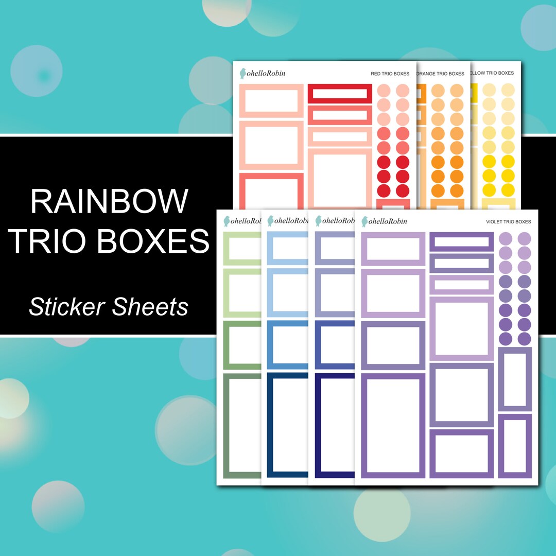 RAINBOW TRIO BOXES Sticker Sheets | Planner Stickers | Happy Planner ...