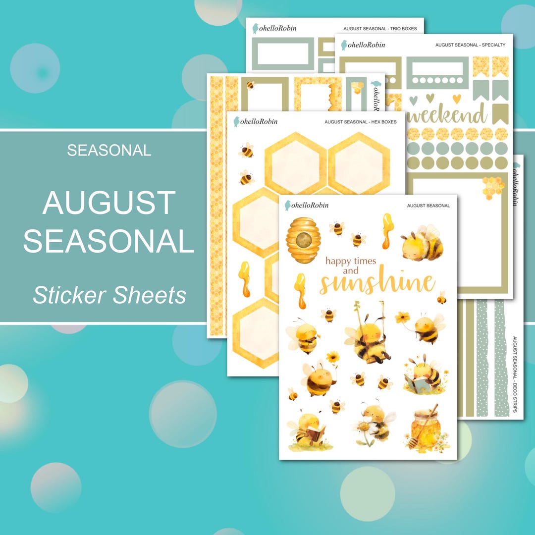 AUGUST SEASONAL Sticker Sheets | Seasonal Collection | Planner Stickers ...