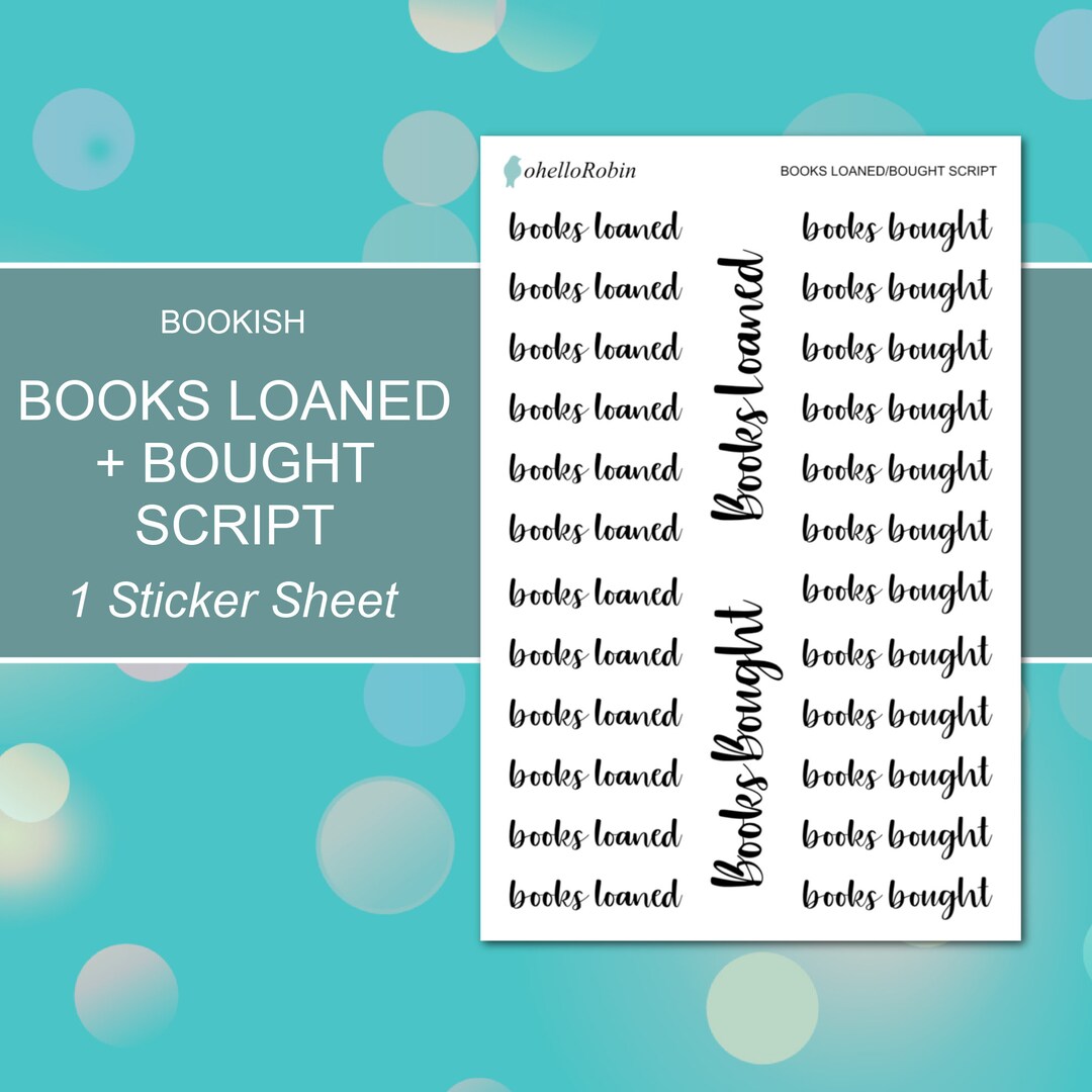 BOOKS LOANED + BOUGHT Sticker Sheet | Bookish Collection | Book ...