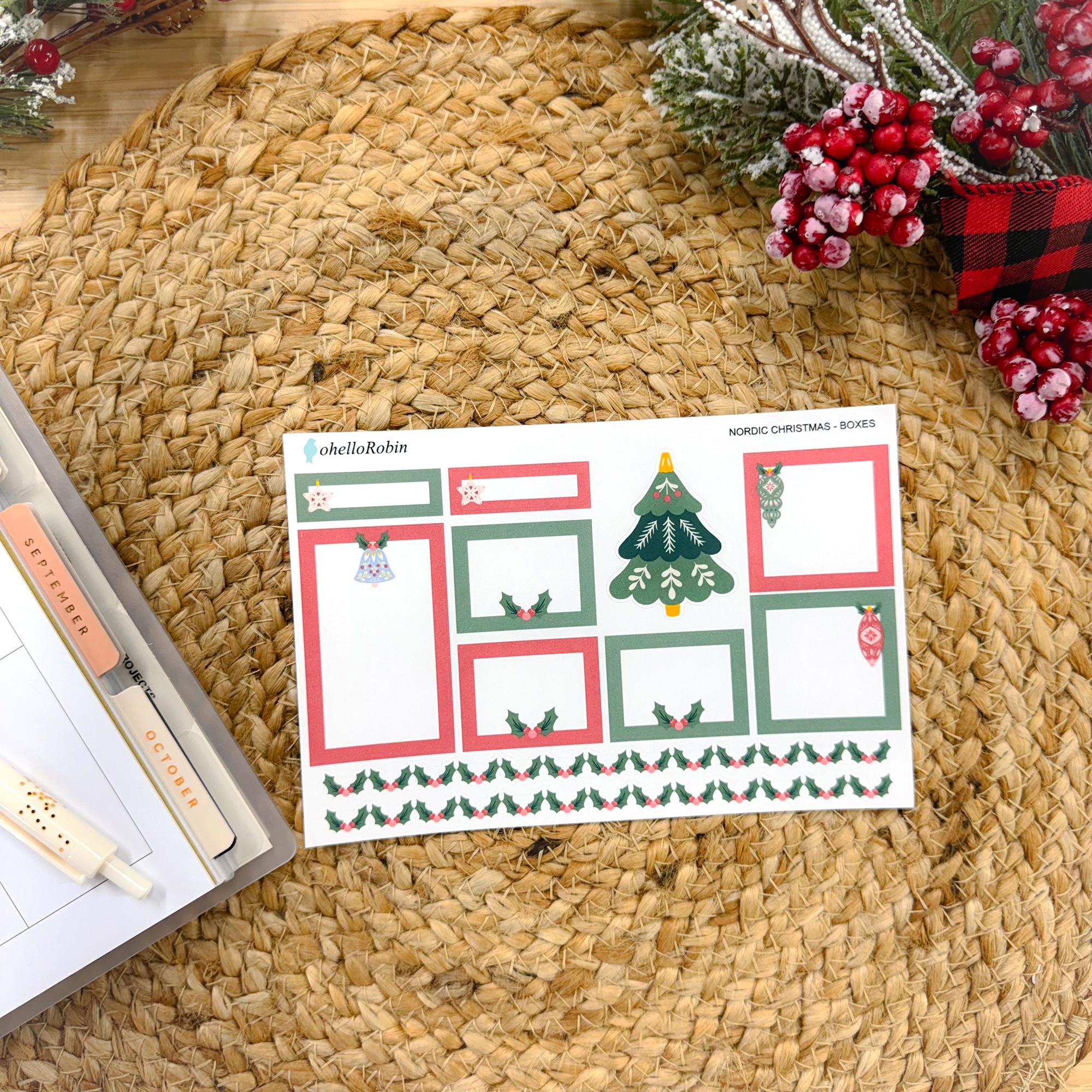 CHRISTMAS ORNAMENTS Sticker Sheets | Nordic Christmas Collection ...