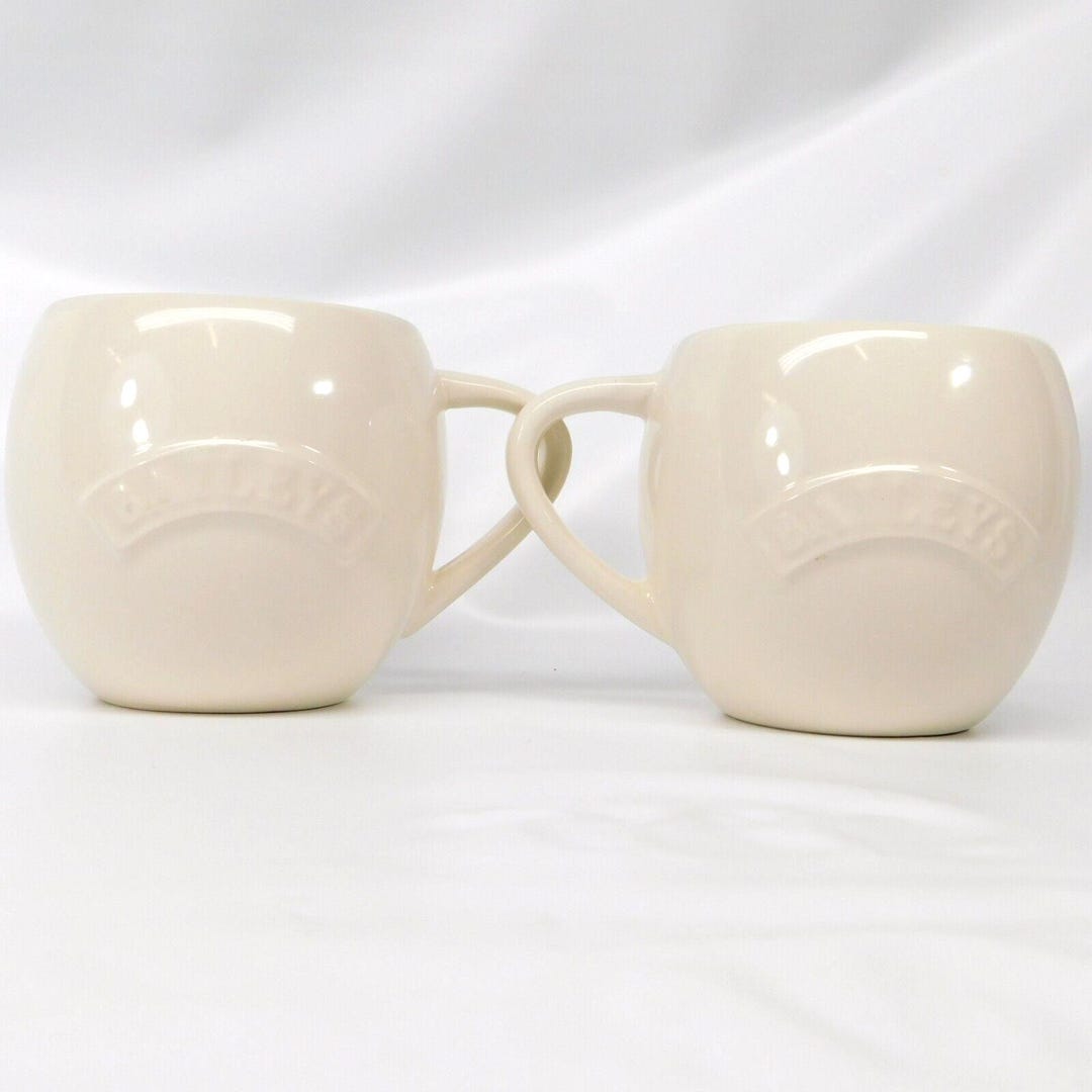 2 Bailey’s Irish Cream Ceramic Round Coffee Tea Cups Mugs White 14oz ...