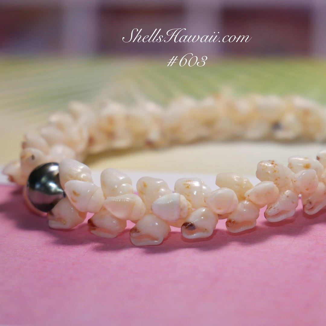 8 off White Momi Shells With Tahitian Pearl Centerpiece. Niihau Shell ...