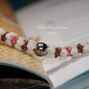 17 3/4" Pupu O Niihau Momi, Pink, Dark Burgundy Kahelelani & Tahitian ...