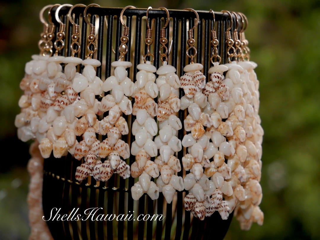2 Niihau Shell Earrings Made of Momi Shells Design Into Pikake Style ...